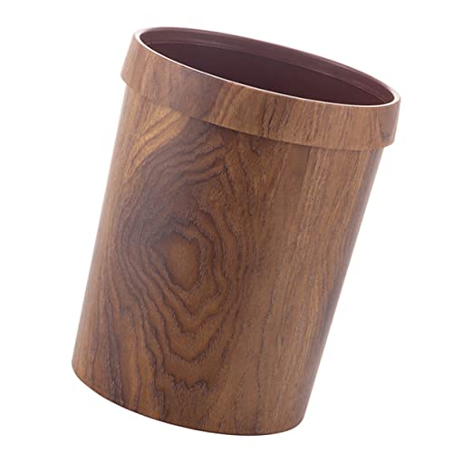 Round Trash Bin Office Decor Bathroom Trash Bin Round Trash Can Round Trash bin Small Trash can Plastic Garbage can Garbage Bin Wood Plastic Wastebasket Car Decor Small Trash can