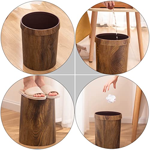 Round Trash Bin Office Decor Bathroom Trash Bin Round Trash Can Round Trash bin Small Trash can Plastic Garbage can Garbage Bin Wood Plastic Wastebasket Car Decor Small Trash can