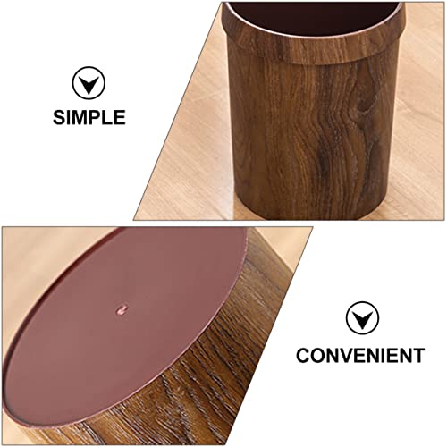 Round Trash Bin Office Decor Bathroom Trash Bin Round Trash Can Round Trash bin Small Trash can Plastic Garbage can Garbage Bin Wood Plastic Wastebasket Car Decor Small Trash can