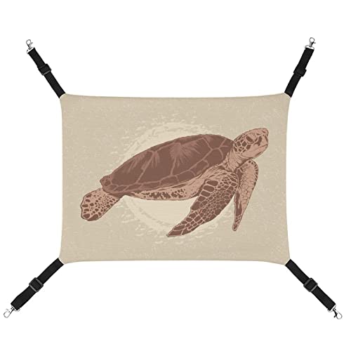 Hand Drawn Turtle Pet Hammock Bed Guinea Pig Cage Hammock Small Animal Hanging Bed for Ferret, Chinchilla, Puppy and Other Small Animals