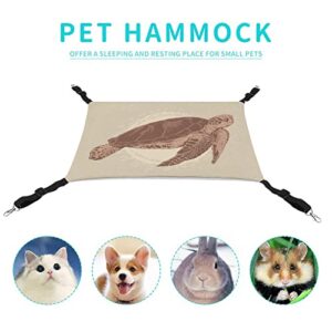 Hand Drawn Turtle Pet Hammock Bed Guinea Pig Cage Hammock Small Animal Hanging Bed for Ferret, Chinchilla, Puppy and Other Small Animals