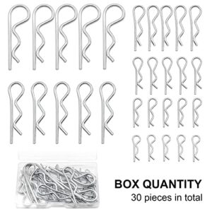 Exqutoo 30 Pcs Zinc Plated Steel Hair Pin Assortment Kit Clips for Hitch Pin Lock System