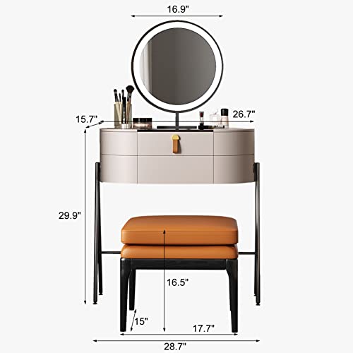 Lartis Makeup Vanity Set，Very Easy to Assemble。Dressing Table,Vanity Desk,Dresser Desk,for Small Spaces, LED Lighted Mirror