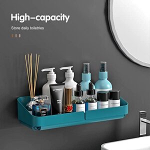 LAPUTA Wall Mount Organizer,Shower Storage Organizer Shelf Good Load-Bearing PP Shampoo Spice Shower Shelf for Kitchen, Bathroom, Cabinet, Toilet, Office Blue S S