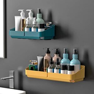 LAPUTA Wall Mount Organizer,Shower Storage Organizer Shelf Good Load-Bearing PP Shampoo Spice Shower Shelf for Kitchen, Bathroom, Cabinet, Toilet, Office Blue S S