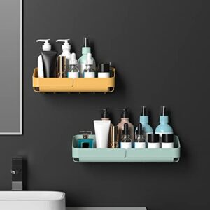 LAPUTA Wall Mount Organizer,Shower Storage Organizer Shelf Good Load-Bearing PP Shampoo Spice Shower Shelf for Kitchen, Bathroom, Cabinet, Toilet, Office Blue S S