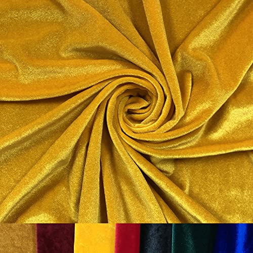 HOTGODEN Stretch Velvet Fabric: Yellow 63" Wide 2, 5, 10, Yards 95% Polyester 5% Spandex Velvet Fabric for DIY Sewing, Apparel, Costume, Craft Projects