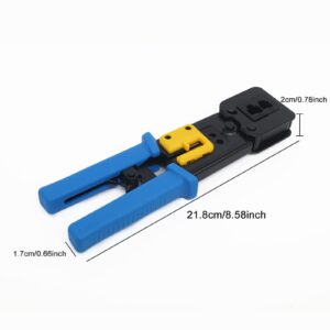 YIOVVOM Pass Through RJ45 Crimp Tool / Wire Stripper / Wire Cutter for RJ11/RJ12 Standard, RJ45 Pass-Thru Connectors (Blue Wire Stripper)