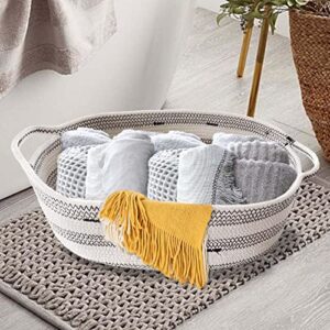 3PC Woven Laundry Basket for Organizing,Blanket Storage Basket With Handle,Cotton Rope for Living Room&Closet, Dog Toy Basket| Decorative Soft Storage Basket | Nursery Hamper |Thread Laundry Hamper.