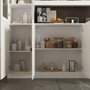 AIEGLE Large Storage Cabinet Set 3-pc, Kitchen Hutch Storage Cabinet Set, Sideboard Buffet Kitchen Cupboard with Multi Shelf & Glass Door, White (78.6" W x 12.7" D x 70.9" H)