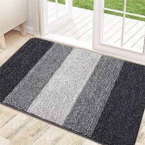 kitinjoy indoor door mat, 20x32 non-slip absorbent dirt trapper entrance mat, low-profile washable inside floor mat, durable soft entry doormats for entryway, grey