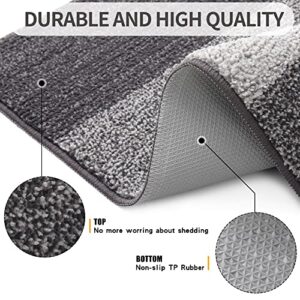 Kitinjoy Indoor Door Mat, 20x32 Non-Slip Absorbent Dirt Trapper Entrance Mat, Low-Profile Washable Inside Floor Mat, Durable Soft Entry Doormats for Entryway, Grey