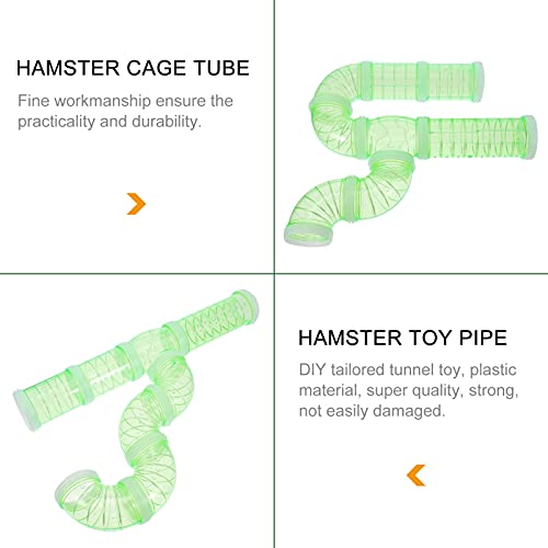 VILLCASE Hamster Cage Tubes Hamster Tubes Set, Hamster Cage Tube, Hamster Tubes Connection Pipe, Adventure External Pipe DIY Connection Tunnel for Small Animals Hamster 1 Set (Green) Hamster Tubes