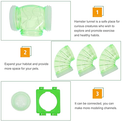 VILLCASE Hamster Cage Tubes Hamster Tubes Set, Hamster Cage Tube, Hamster Tubes Connection Pipe, Adventure External Pipe DIY Connection Tunnel for Small Animals Hamster 1 Set (Green) Hamster Tubes