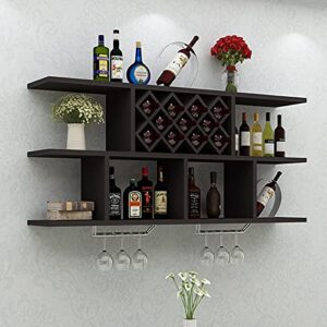 sennian loft wooden wine racks european-style small apartment wall wine rack, wall-mounted wine cabinet, creative hanging bookshelf/storage shelf for dining room and living room home decor