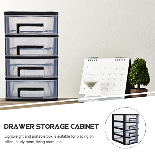 DOITOOL Four- Layer Plastic Drawers Organizer- Black Transparent Storage Drawers- Multifunction Plastic Drawers storage cabinet for Home Office Bathroom Bedroom（8.31x5.98x9.92in）