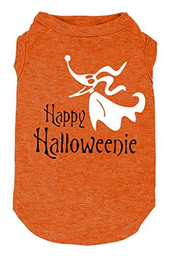 Halloween Dog Clothes Funy Pumpkin T-Shirt Cute Ghost Dog Bone Print Shirt Small Large Dog Vest Puppy Fall Gift (Large, Orange-2)