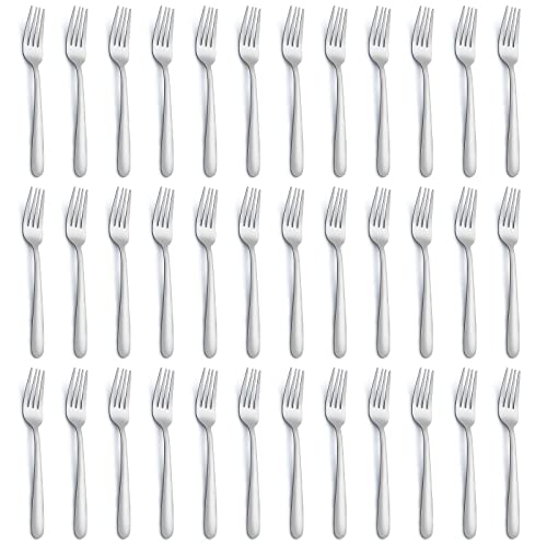 Gymdin 36 Pieces Salad Forks Set, 7 Inches Small Forks Silverware, Food Grade Stainless Steel Dessert Forks Set, Mirror Polished & Dishwasher Safe, Metal Forks Set Use for Tasting Cakes and Fruits