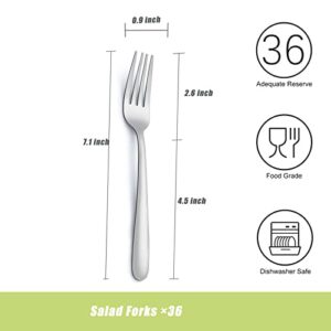 Gymdin 36 Pieces Salad Forks Set, 7 Inches Small Forks Silverware, Food Grade Stainless Steel Dessert Forks Set, Mirror Polished & Dishwasher Safe, Metal Forks Set Use for Tasting Cakes and Fruits