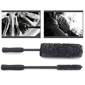 httmt- car care tools & equipment black brush car wheel wash tire soft bristle tyre rim detail cleaning tool set