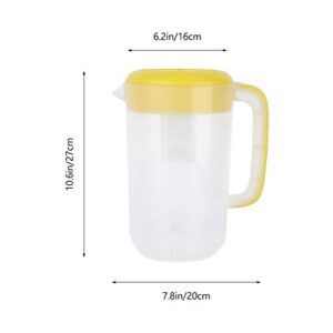 Housoutil Plastic Large Water Pitcher with Lid, 1 Gallon/ 4L Carafes Drinks Water Jug, Shatterproof Straining Pitcher Round Lid for Hot/ Cold Lemonade Juice Beverage Ice Tea Kettle ( Yellow )