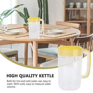 Housoutil Plastic Large Water Pitcher with Lid, 1 Gallon/ 4L Carafes Drinks Water Jug, Shatterproof Straining Pitcher Round Lid for Hot/ Cold Lemonade Juice Beverage Ice Tea Kettle ( Yellow )