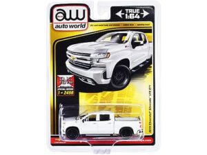 2019 chevrolet silverado ltz z71 white limited edition to 2496 pieces worldwide 1/64 diecast model car by auto world cp7919,unisex