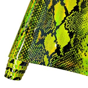 hyang holographic mirror snake gold pu faux leather sheets 1 roll 12"x53"(30cmx135cm), faux leather fabric very suitable for leather earrings, bows, handbag ，sewing ，crafts making…