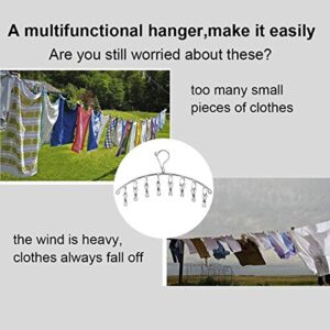 PELLUM Clothes Drying Rack, Stainless Steel Drying Hanger, Sock Drying Rack, Baby Hangers, Swivel Hook Wind-Proof Clothes Hangers for Drying Towels, Drying Socks, Bras, Underwear, Diapers (Arc-shaped)