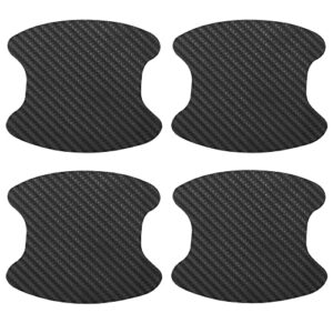 x autohaux 4pcs carbon fiber pattern car door handle bowl paint cover guard sticker protector anti scratch protective film universal fit black