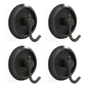 laoketon 4 pack bath towel hook, heavy duty wall robe hooks,sus 304 stainless steel towel hooks for hanging robe, coat, hats, kitchen utensil, wall mounted. (matte black)