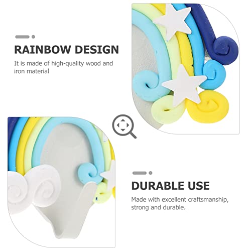 Yardwe Towel Hanger 4Pcs Cute Rainbow Wall Hook Wall- Mounted Clothes Hanging Hooks Drill Free Towel Hooks for Keys Hats Bags Coats Heart Wall Hanger