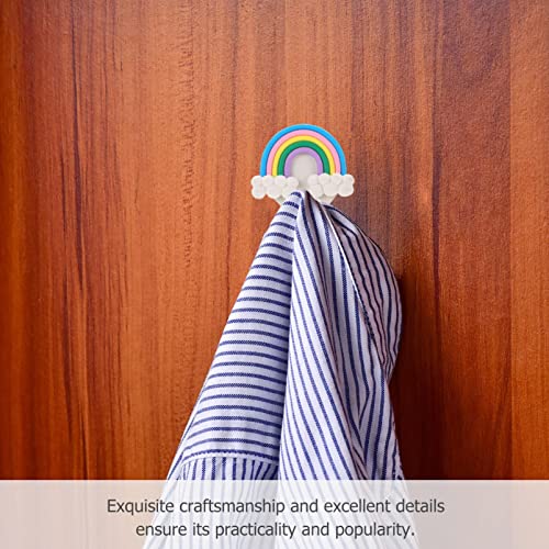 Yardwe Towel Hanger 4Pcs Cute Rainbow Wall Hook Wall- Mounted Clothes Hanging Hooks Drill Free Towel Hooks for Keys Hats Bags Coats Heart Wall Hanger