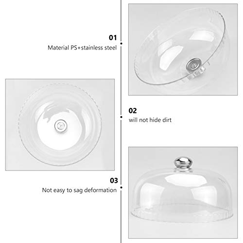 DOITOOL Plastic Food Dome Cake Stand Dome with Handle- 10in Round Clear Cake Serving Dome- Decorative Cake Cover Cake Lid for Cake, Cupcake, Cheese Wedding Decoration Dessert Cake Cover Display