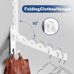 Wall Mounted Hanger Drying Rack,Small Cloth Drying Rack Clothing,Aluminum Laundry Clothes Drying Rack Wall Mount Folding Retractable Laundry Racks for Drying Clothes,Clothing,Wall Clothes Rail, White