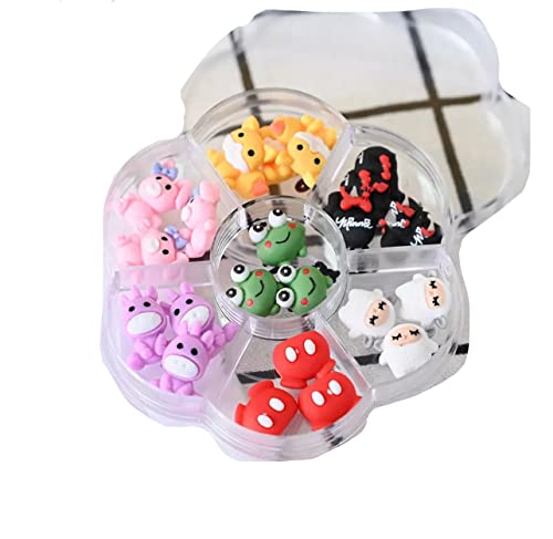 21PC Mixed Resin Nail Art Charms Cat Frog Cow Mouse Sheep Pig