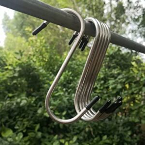 JY-MARINE Meat Hooks Stainless Steel S Hooks Metal Hangers Hanging Hooks for Kitchen, Work Shop, Bathroom, Garden (6 inch)