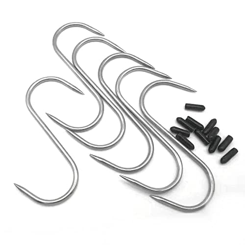 JY-MARINE Meat Hooks Stainless Steel S Hooks Metal Hangers Hanging Hooks for Kitchen, Work Shop, Bathroom, Garden (6 inch)