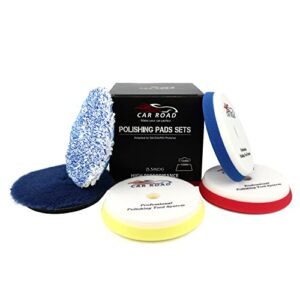 polishing pad, 5pc 6inch 150mm orbital buffer polisher pad wool microfiber buffing pads car detailing kit, foam applicator pad for compounding, polishing and waxing, for 6''backing plate car polisher