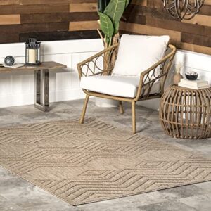 nuloom peri geometric tetris indoor/outdoor area rug, 8x10, beige