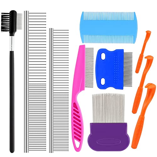 Dog Combs for Grooming, Fine Tooth Dog Eye Comb, Tear Stain Remover Comb for Small Dogs Cats Poodle(10 Pack)