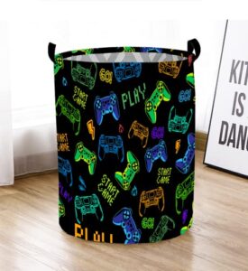 game controller gaming laundry basket boys hamper bag dirty clothes storage basket waterproof foldable collapsible organizer gamer room decor for bedroom boys room bathroom dorm