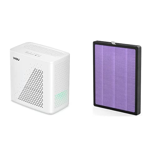 YIOU Air Purifier, White & Air Purifier R1 Replacement Filter, Deep Purple