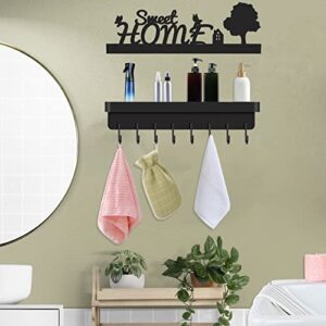 HLWDFLZ Key and Mail Holder for Wall - 2 in 1 Key Hanger for Wall Decorative with 8 Key Hooks for Entrance, Mudroom, Hallway, Bathroom, Kitchen, Matte Black 12.07" x 2.36" x 6.7"