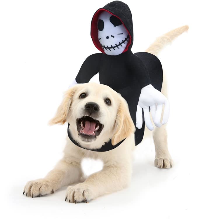 Otunrues Dog Costumes Halloween Funny Dog Ghost Riding Costume Funny Cat Halloween Costumes for Dogs Saddle Costume Novelty Pet Outfit Clothes for Halloween Cosplay Party M