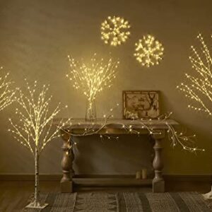 LITBLOOM Lighted Snowflake 2 Pack 70 Fairy Lights 14IN Battery Operated with Timer for Window Christmas Decoration Indoor Outdoor