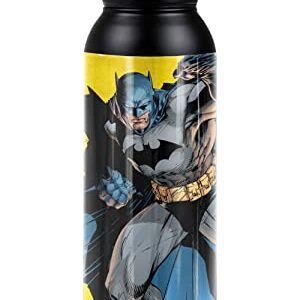 Batman OFFICIAL Classic Logo 24 oz Insulated Canteen Water Bottle, Leak Resistant, Vacuum Insulated Stainless Steel with Loop Cap, Black