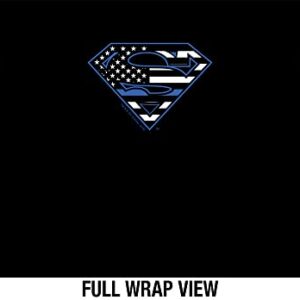 Superman OFFICIAL Superman Thin Blue Line Flag Shield Logo Pattern 18 oz Insulated Water Bottle, Leak Resistant, Vacuum Insulated Stainless Steel with 2-in-1 Loop Cap