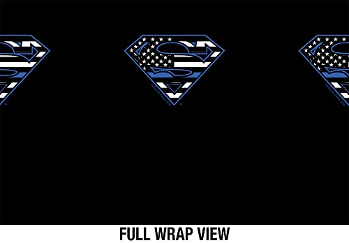 Superman OFFICIAL Superman Thin Blue Line Flag Shield Logo Pattern 18 oz Insulated Water Bottle, Leak Resistant, Vacuum Insulated Stainless Steel with 2-in-1 Loop Cap