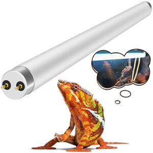 neptonion t8 rainforest terrarium fluorescent lamp tube 18" full spectrum uvb bulb, dual-threat uva/uvb 5.0 reptile light for reptiles and amphibian, 15 watt, 110v